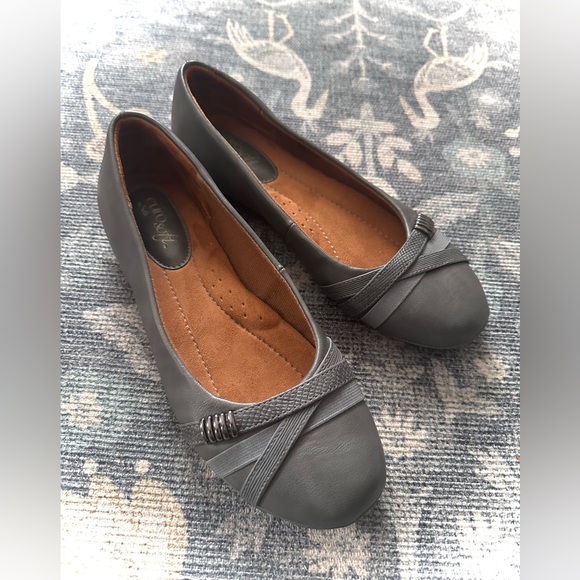 Eurosoft | Shoes | Eurosoft Grey Shainna Flats With Strap Detail | Poshmark
